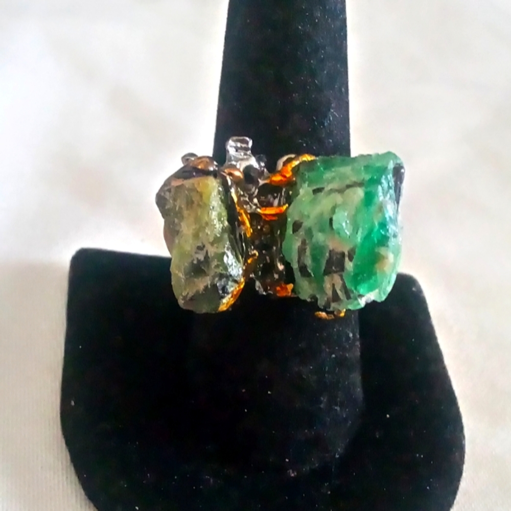 Huge Natural Uncut Zambian Emerald Cocktail Ring Size… - Gem